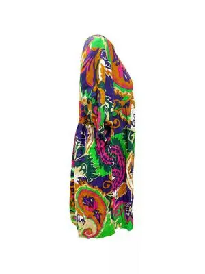 Ba&sh Printed Paisley V-neck Short Sleeve Gathered Dress