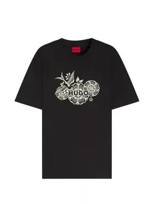 Hugo Flora-print Logo-detail T-shirt