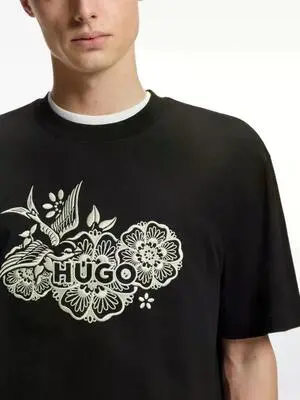 Hugo Flora-print Logo-detail T-shirt