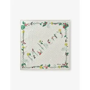 Mulberry River Side Floral-print Square Silk-twill Scarf - Eggshell