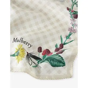 Mulberry River Side Floral-print Square Silk-twill Scarf - Eggshell
