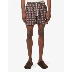 Oas Lumo Graphic Print Swim Shorts - Coffee