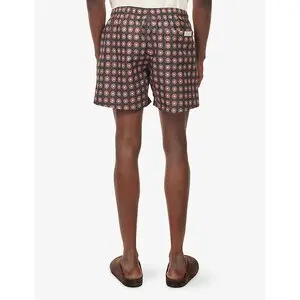 Oas Lumo Graphic Print Swim Shorts - Coffee