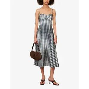 REFORMATION Kailani Cotton Gingham Midi Dress