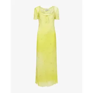 RAT AND BOA Sheer Chiffon Midi Dress - Chartreuse