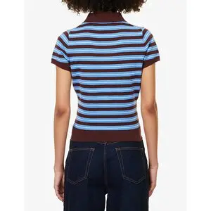 REFORMATION Bentley Striped Cotton-blend Polo Top