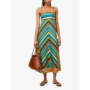 ALEMAIS Charlie Chevron-stripe Linen Midi Dress - Multi