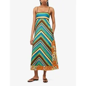 ALEMAIS Charlie Chevron-stripe Linen Midi Dress - Multi