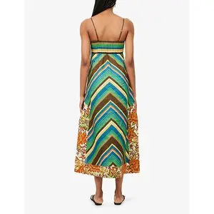 ALEMAIS Charlie Chevron-stripe Linen Midi Dress - Multi