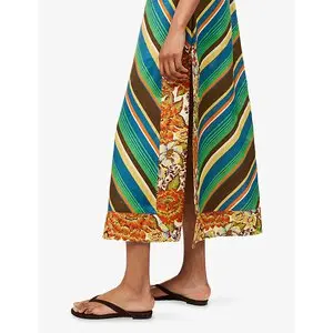 ALEMAIS Charlie Chevron-stripe Linen Midi Dress - Multi
