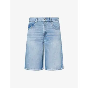 7 For All Mankind Wide-leg Cotton Denim Shorts