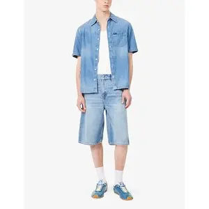 7 For All Mankind Wide-leg Cotton Denim Shorts