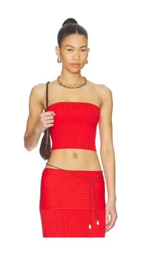 LOVERS AND FRIENDS Shania Knit Tube Top - Red