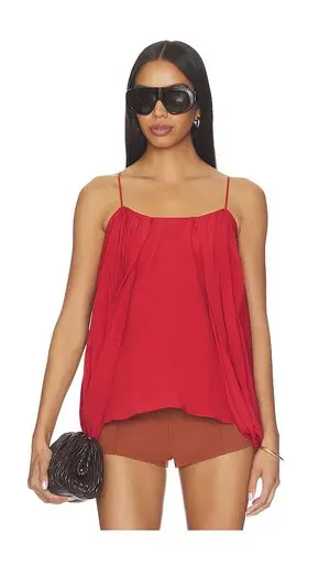 Balmain Thin Straps Draped Crepe Top - Red