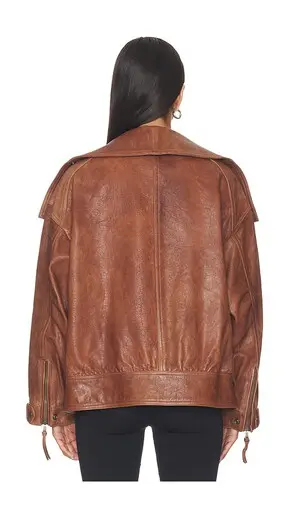 Balmain High Collar Lambskin Blouson In Maroon In . Also - Brown
