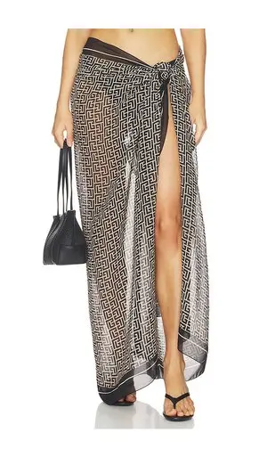 Balmain Monogramme Cover Up Pareo - Black