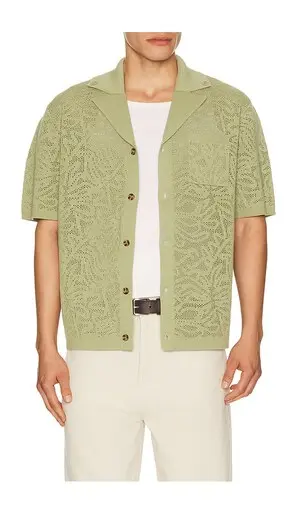 DRÃ´LE DE MONSIEUR Drôle De Monsieur Lace Knit Shirt - Green