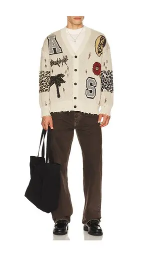 ALLSAINTS Foxx Appliquéd Distressed Knit Cardigan - Cream