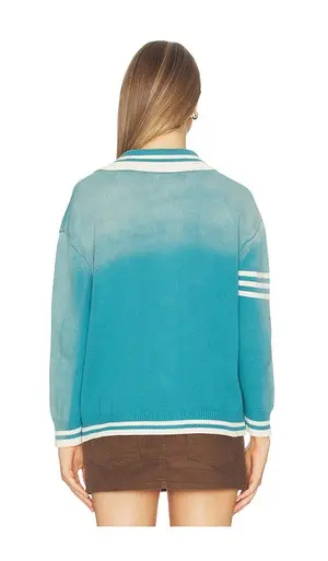 FOUND Varsity Patch Collared Cardigan - Blue