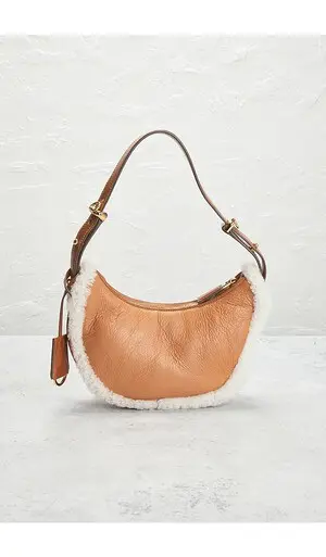 FWRD RENEW Prada Shearling Arque Shoulder Bag