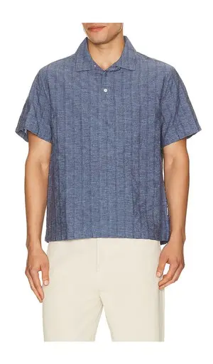 Onia Cotton Linen Pop Over Shirt In . Also - Navy