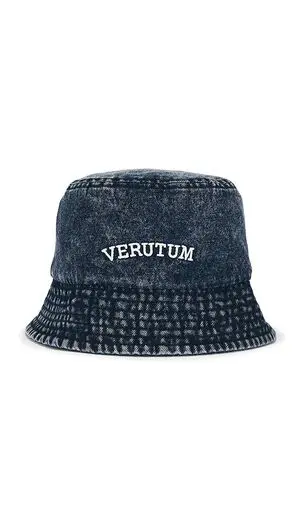 VERUTUM Lettering Denim Bucket Hat - Blue