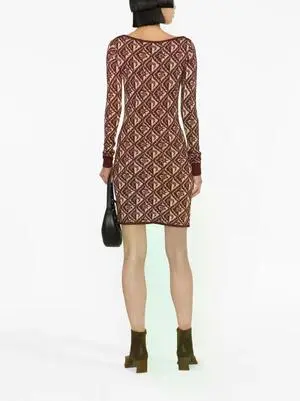 MARINE SERRE Moon Diamant-jacquard Mini Dress - Red