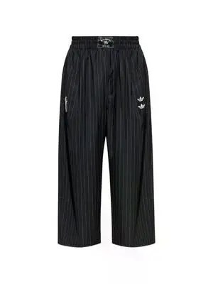 Adidas Chavarria Pinstripe-pattern Wide-leg Trousers - Black