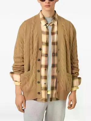AMI Paris Wool And Cotton Cable-stitch Cardigan
