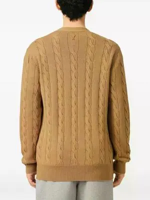 AMI Paris Wool And Cotton Cable-stitch Cardigan