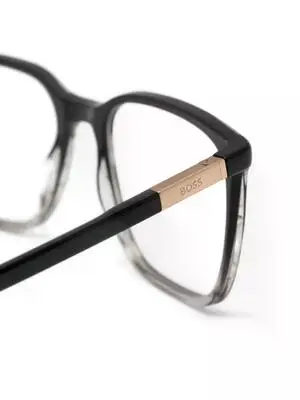 BOSS Gradient Effect Square Frame Eyeglasses - Black