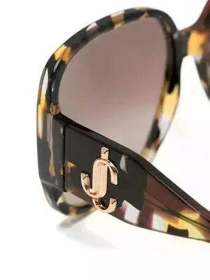 JIMMY CHOO Tortoiseshell-effect Square Frame Sunglasses