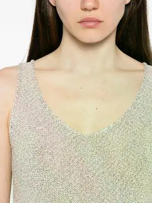 PANICALE Ribbed-trim V-neck Sleeveless Top