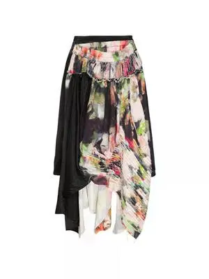 CAROLINE HU Slashing Layered Skirt - Black