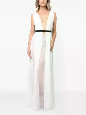 ROSERRY Santorini Pleated Tulle Maxi Dress - White