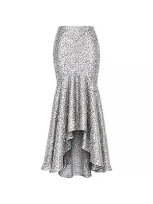 ROSERRY Tango Sequin-embellished Ruffled High-low Hem Skirt - Silver