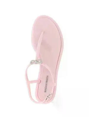 Mach & Mach Double Bow Crystal-embellished Flat Sandals - Pink