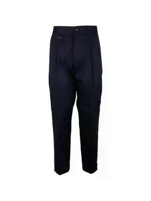PAOLO PECORA Pleated Turn-up Trousers - Blue