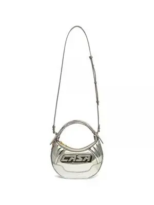 Casablanca Biker Metallic Cross Body Bag - Silver