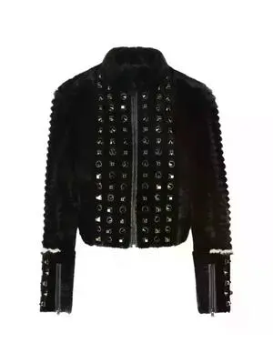 Fendi Stud-embellished Faux-fur Coat