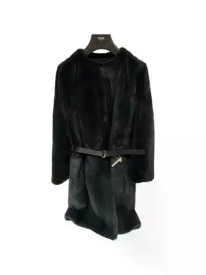 Fendi Belted Faux-fur Coat - Blue