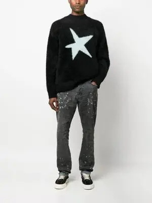PURPLE BRAND Paint Splatter Straight-leg Jeans - Blue