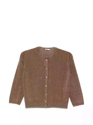 ROBERTO COLLINA Metallic Effect Fine Knit Cardigan - Brown