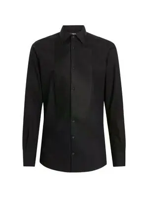 Dolce & Gabbana Cotton-poplin Gold-fit Tuxedo Shirt - Black