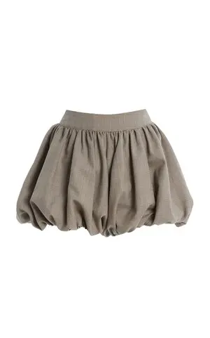 THE FRANKIE SHOP The Frankie Shop Alina Plaid Wool-Blend Bubble Hem Shorts Grey