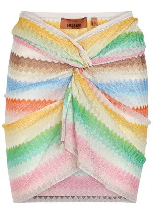 Missoni Striped Metallic-knit Mini Beach Skirt