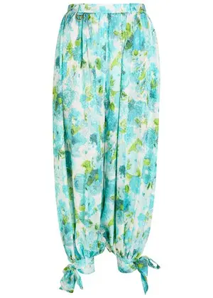 Chloé Printed Balloon-leg Silk Trousers - Blue