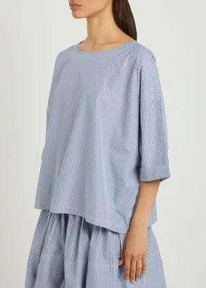 Suzie Kondi Striped Cotton Poplin Top - Navy