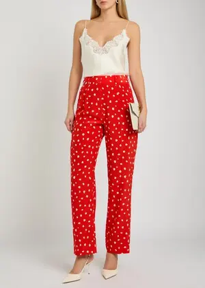 BLAZÉ MILANO Polka Dot Silk Straight-leg Trousers