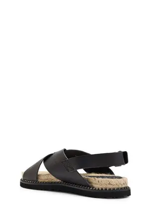 CastaÑer Tiago Leather Espadrille Sandals - Black
